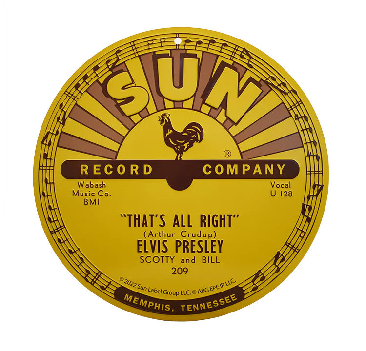Tin Sign Sun Records Elvis Round "That's All Right" – Boulevard Souvenirs